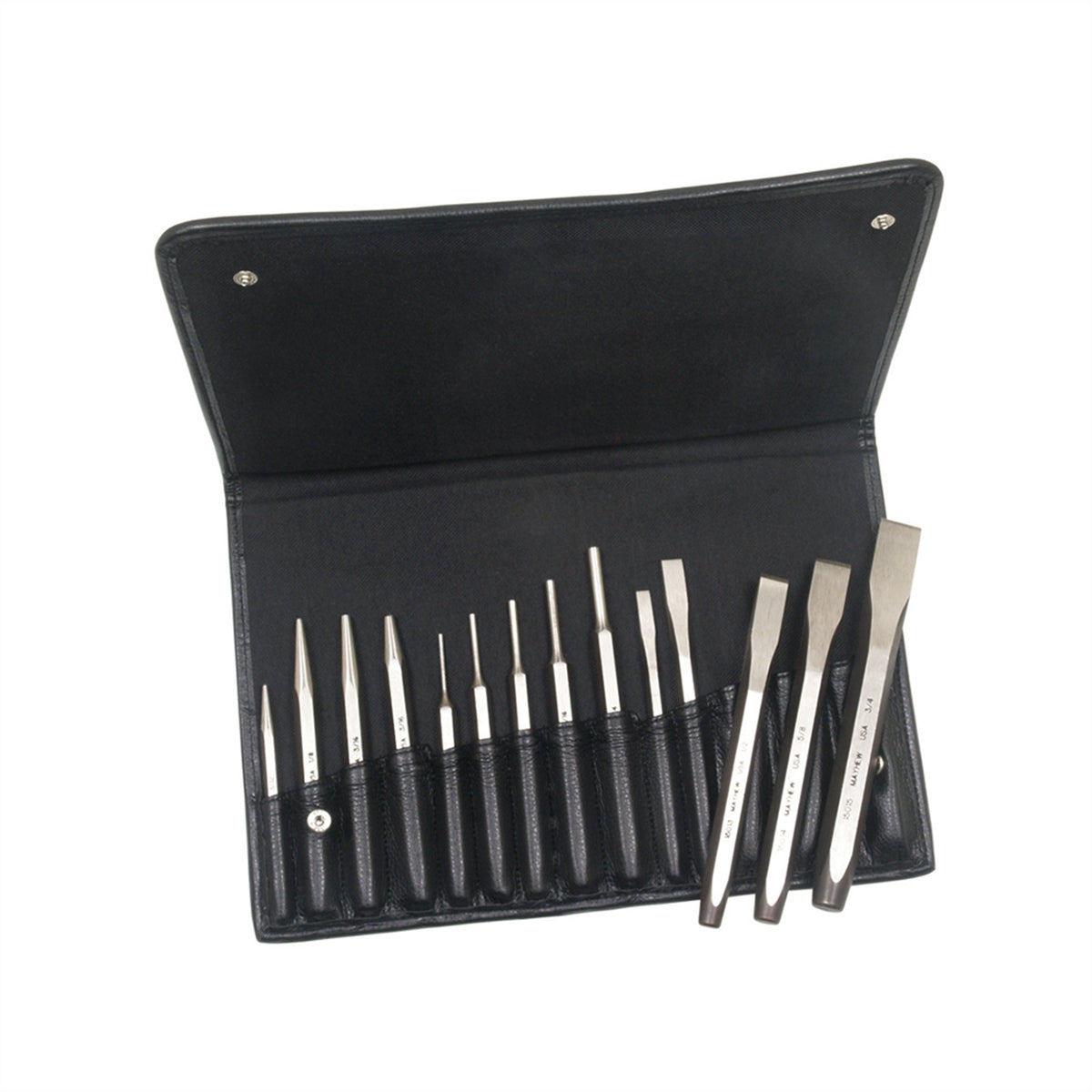 14 PC PUNCH CHISEL SET,LEATHER POUCH Mayhew — OEM Tech Tools
