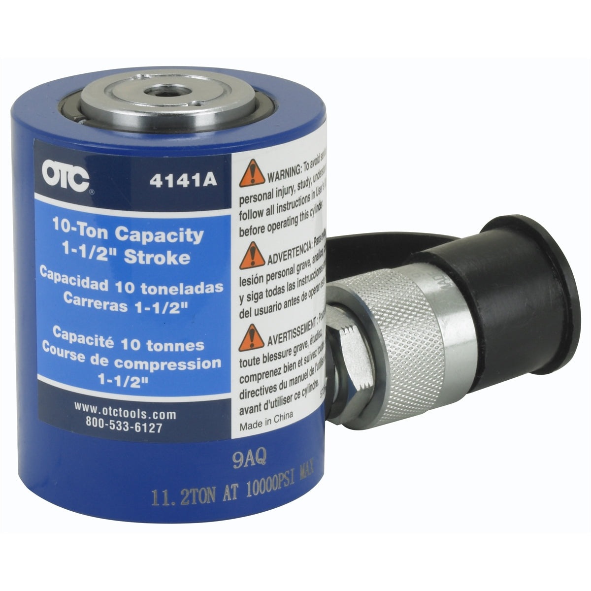 Hydraulic Single Acting Shorty" Cylinder, 10 Ton OTC — OEM Tech Tools